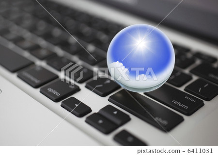 Crystal ball and keyboard - Stock Photo [6411031] - PIXTA