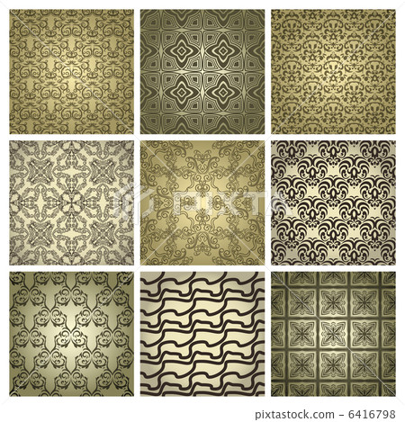set of 9 seamless patterns. - Stock Illustration [6416798] - PIXTA