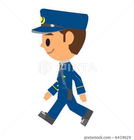 A police officer walks - Stock Illustration [6419029] - PIXTA