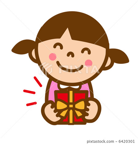 A girl with a present - Stock Illustration [6420301] - PIXTA