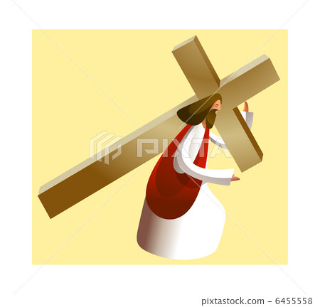 Side view of Jesus Christ holding cross - Stock Illustration [6455558 ...