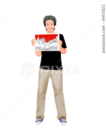 Portrait of man holding drawing paper - Stock Illustration [6455921 ...