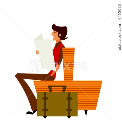 Side view of man reading newspaper - Stock Illustration [6455956] - PIXTA