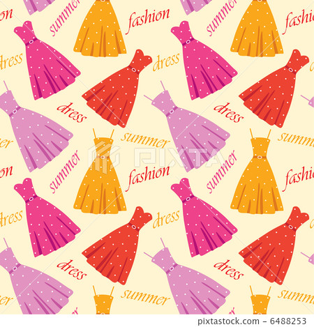 Seamless summer dresses pattern - Stock Illustration [6488253] - PIXTA