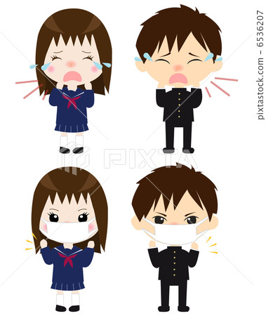Runny nose cough mask student - Stock Illustration [6536207] - PIXTA