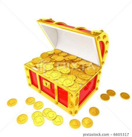Treasure box filled with gold coins - Stock Illustration [6605317] - PIXTA