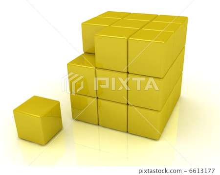 Broken away from the small block of a large cube - Stock Illustration ...