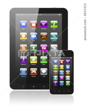 Tablet pc and smart phone with icons . - Stock Illustration [6633323 ...
