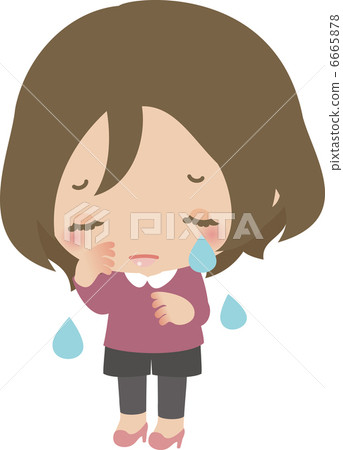 A young woman crying quietly - Stock Illustration [6665878] - PIXTA