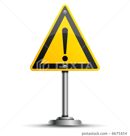 Pole with Warning Sign - Stock Illustration [6675854] - PIXTA