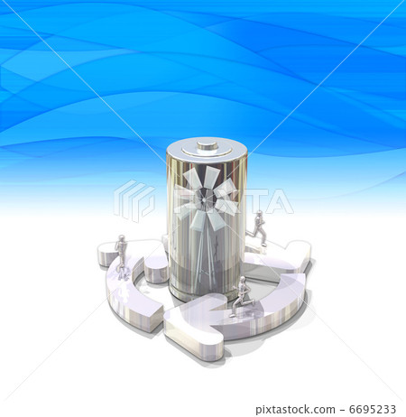 Run on recycling mark / Windmill in dry battery - Stock Illustration ...