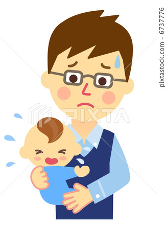 A man holds a crying baby - Stock Illustration [6737776] - PIXTA