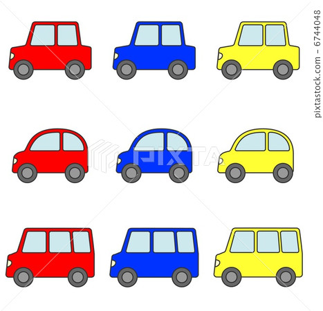 Automobile Private Car Set Red Blue Yellow - Stock Illustration ...