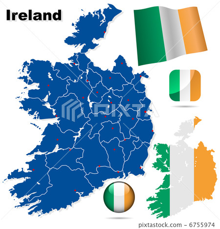 Ireland vector set. Detailed country shape with... - Stock Illustration ...