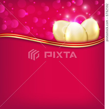 Easter invitation with golden eggs - Stock Illustration [6782592] - PIXTA
