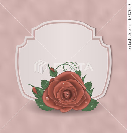 Retro cute card with red rose - Stock Illustration [6782699] - PIXTA