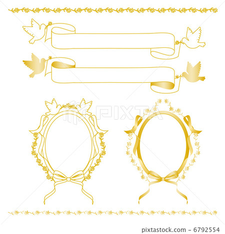 Bird and flower frame · Gold - Stock Illustration [6792554] - PIXTA