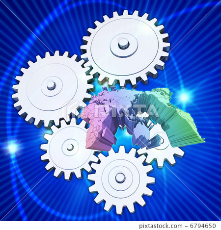 Linking world maps and gears - Stock Illustration [6794650] - PIXTA