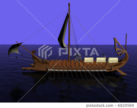 Ancient Greek galley of wood - Stock Illustration [6820569] - PIXTA