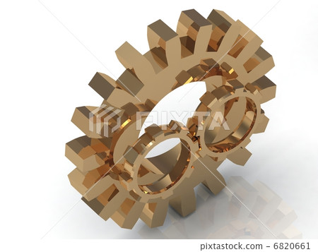 Illustration of three gold gear - Stock Illustration [6820661] - PIXTA