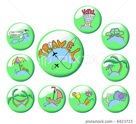 Collection of ten green travel icons, vector... - Stock Illustration ...