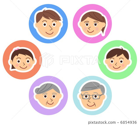 Family face three generations - Stock Illustration [6854936] - PIXTA