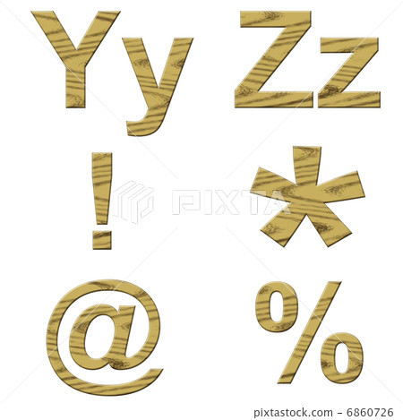 Wooden fonts and symbol - Stock Illustration [6860726] - PIXTA