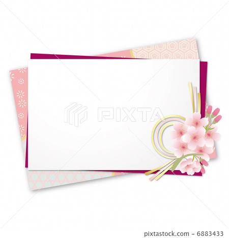 Japanese style cards cherry pink - Stock Illustration [6883433] - PIXTA