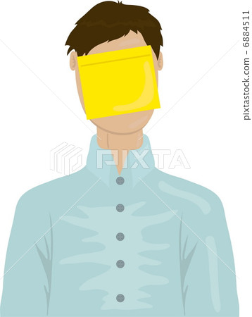 Business man with yellow sticker on face,... - Stock Illustration ...