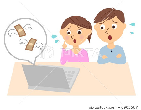 Male couple computer money virus - Stock Illustration [6903567] - PIXTA