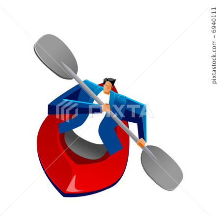 Side view of man rafting - Stock Illustration [6940111] - PIXTA