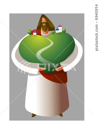 Close-up of Jesus Christ holding grassland - Stock Illustration ...