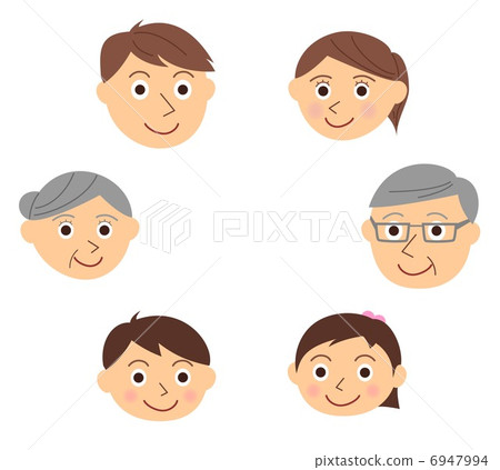 Family face three generations - Stock Illustration [6947994] - PIXTA