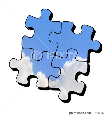 Blue sky reflected in puzzle pieces - Stock Illustration [6964610] - PIXTA