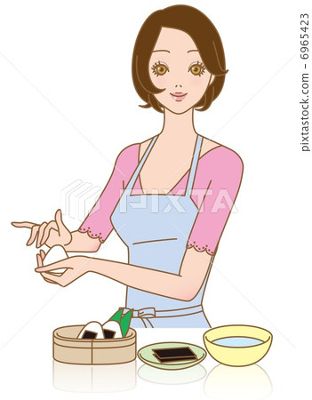 Make a women's rice ball to cook - Stock Illustration [6965423] - PIXTA