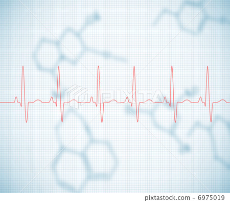 Red ECG line on grid background - Stock Illustration [6975019] - PIXTA