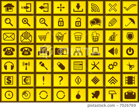 Yellow web icons. - Stock Illustration [7026769] - PIXTA