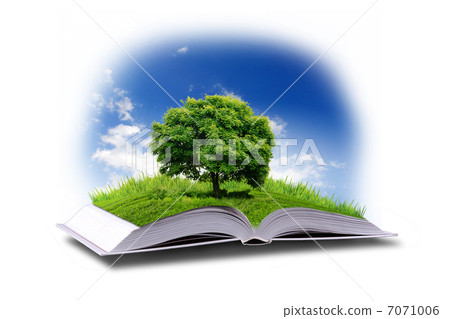 Open book with green nature world - Stock Illustration [7071006] - PIXTA