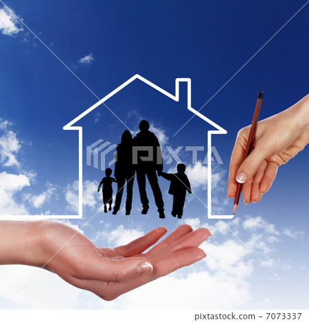 human hand and symbol of house - Stock Illustration [7073337] - PIXTA