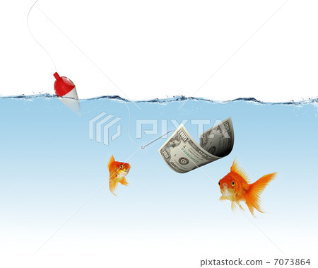 Swimming gold fish and money symbols - Stock Illustration [7073864] - PIXTA