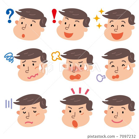 Facial expression various young men - Stock Illustration [7097232] - PIXTA