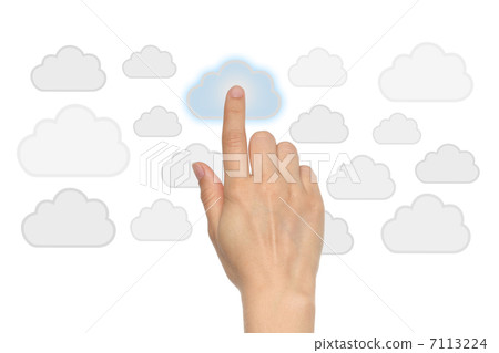 Cloud computing concept with woman hand . - Stock Illustration [7113224 ...