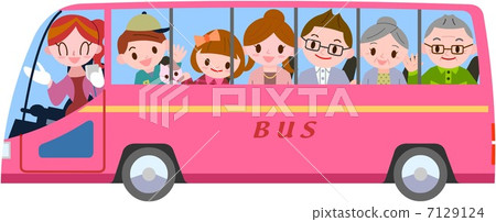 6 people family bus tour guides - Stock Illustration [7129124] - PIXTA