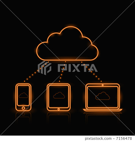 Vector neon orange computing icons-插圖素材 [7156478] - PIXTA圖庫