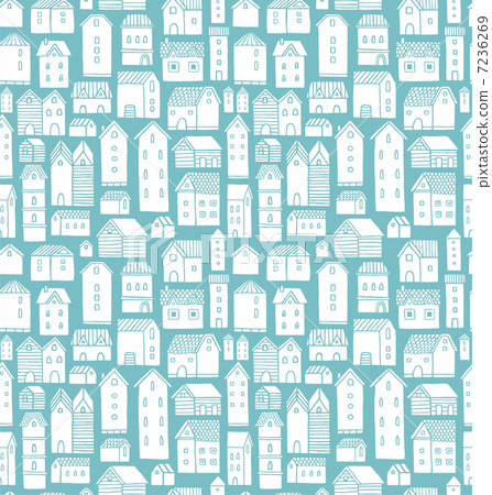 Houses seamless pattern - Stock Illustration [7236269] - PIXTA