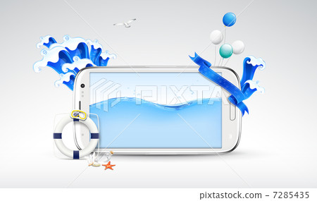 mobile, mobile phone, wave - Stock Illustration [7285435] - PIXTA