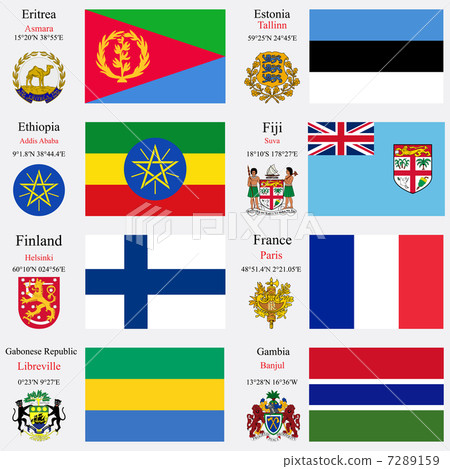 world flags and capitals set 8 - Stock Illustration [7289159] - PIXTA