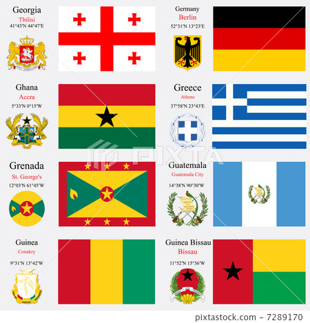 world flags and capitals set 9 - Stock Illustration [7289170] - PIXTA