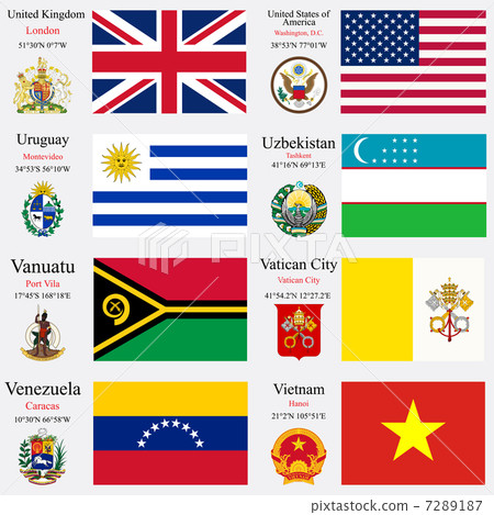 world flags and capitals set 26 - Stock Illustration [7289187] - PIXTA