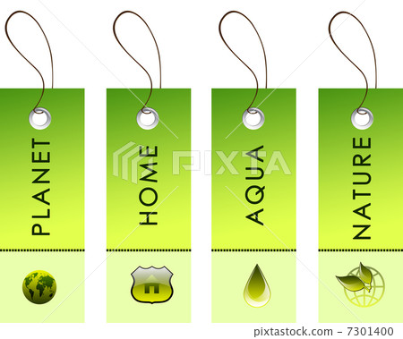green labels with nature symbols - Stock Illustration [7301400] - PIXTA